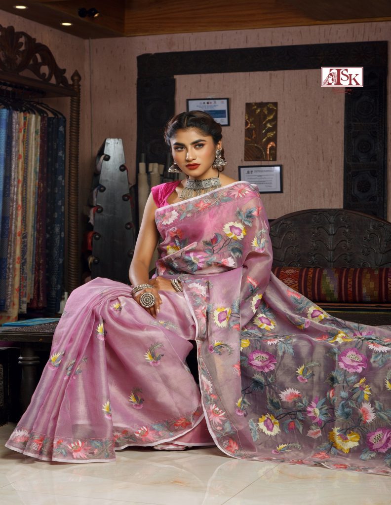 Moslin Saree (01254-2) - Tangail Saree Kutir Ltd.